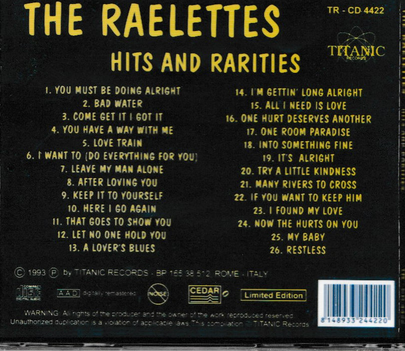 THE RAELETTES - HITS AND RARITIES CD - BRAND NEW - CD Greeting, LLC