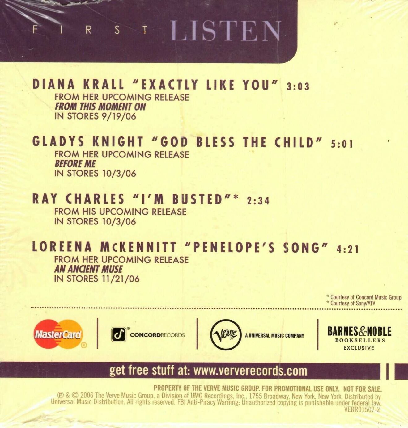 First Listen - Diana Krall, Gladys Knight, Ray Charles, Lorena McKennit ...